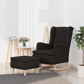 Houpací křeslo se stoličkou černé textil 3121274