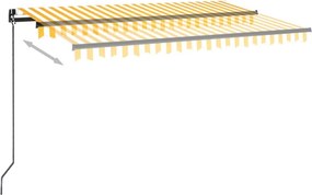 Ručně zatahovací markýza s LED světlem 450 x 300 cm žlutobílá 3069123