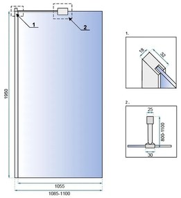 Bezrámová sprchová zástěna REA AERO 110 cm, chrom