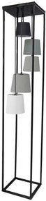 Stojací lampa Levero, 5 stínidel, 180 cm, černo-šedá