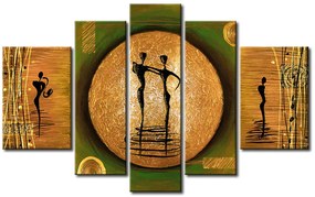 Obraz Hra tvarů (5-dílný) - abstraktní dvojice tancujících postav