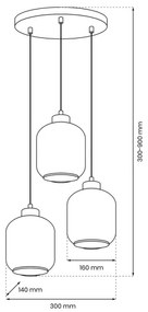 Lustr na lanku SOMBRA 3xE27/60W/230V šedá