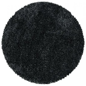 Vopi | Kusový koberec Fluffy shaggy 3500 antraciet - Kruh průměr 200 cm