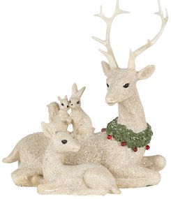 Vánoční dekorativní soška jelena s laní a veverkami - 16*9*18  cm