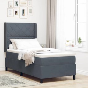 Postel s boxspringem s čelo Tmavě šedá 90 x 190 cm samet 3342039