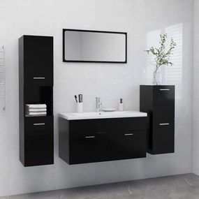 vidaXL Set koupelnového nábytku dřevotříska [3070928] Barva: Černá
