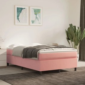 vidaXL Box spring postel s matrací 120 x 200 cm samet [3144670] Barva: Růžová