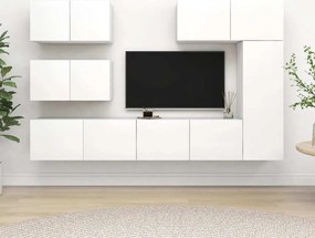 vidaXL 6dílný set TV skříněk dřevotříska [3079555] Barva: bílá s vysokým leskem