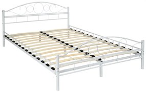 Tectake Kovová postel dvoulůžková Romance včetně lamelových roštů bílá/bílá 200 x 180 cm