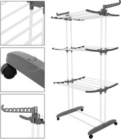 Vertikální sušák na prádlo SPRINGOS MIXER bílo-šedý