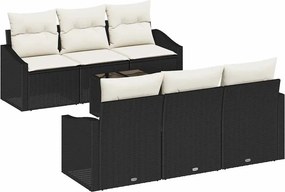 Set pohovek 7 ks Černá a krémová polyratan 3346607