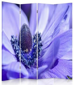 Ozdobný paraván Příroda Květina Fialová - 145x170 cm, čtyřdílný, klasický paraván