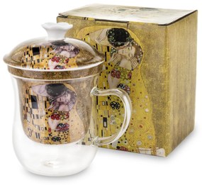 Skleněný hrnek s porcelánovým sítkem Gustav Klimt 107674