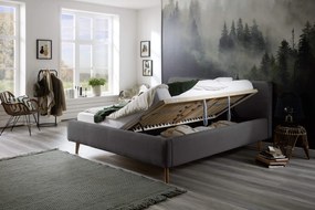 Čalouněná postel taupe s úložným prostorem 180 x 200 cm manšestr šedá MUZZA