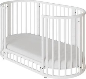 Dětská rostoucí postýlka 3v1 oválná + matrace New Baby bílá
