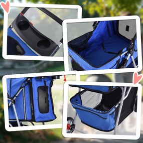 PawHut Kočárek pro psy Dog Buggy Pet Dog Buggy Stroller Jogger Trailer Blue | Aosom