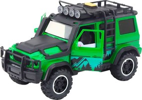 LEAN Toys Sada terénního auta s odtahovým vozem a motorkou, světla a zvuky, zelená