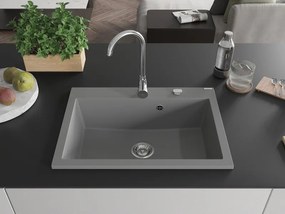 Mexen Elix, 1-korový granitový dřez 700 x 500 mm, šedá, chromový sifon, 6526701005-71