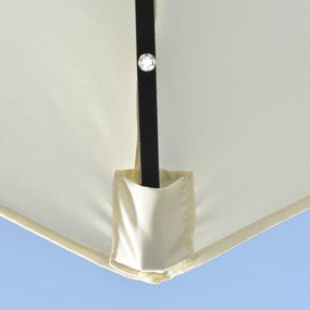 Slunečník Outsunny 265x240 cm, půlkruhový slunečník s LED diodami, půlkruhový slunečník na terasu s ruční klikou a solárním panelem, kov, béžová | Ao…