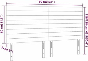 Čelo postele s LED taupe 160x5x118/128 cm textil 3122574