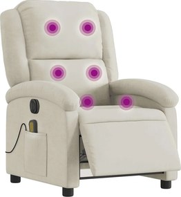 Elektrické masážní polohovací křeslo krémové samet 3204298