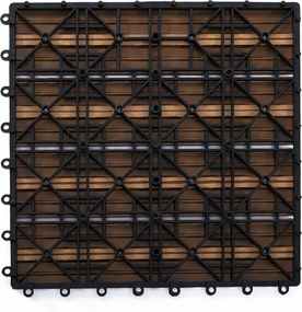 Terasy dlaždice Outsunny - Propojitelné deckové dlaždice - Sada 11 ks, Max. plocha 1,0 m² - Snadná instalace, rozměr 30 x 30 cm | Aosom