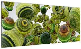 Abstraktní obraz - zelené koule (100x40cm)