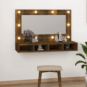 vidaXL Zrcadlová skříňka s LED 90 x 31,5 x 62 cm [808891] Barva: kouřový dub