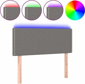 Čelo postele s LED tmavě šedé 90x5x78/88 cm textil 3121455