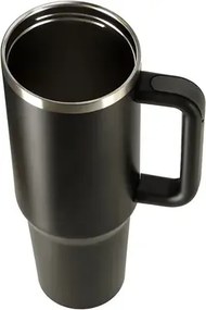 KIK černá / Termohrnek s brčkem / 1200 ml / dvojitá stěna / brčko