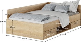 Postel, 120x200, dub sonoma, BOAT