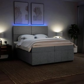 Box spring postel s matrací světle šedá 200 x 200 cm textil 3294068
