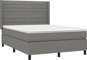 Box spring postel s matrací a LED tmavě šedá 140x200 cm textil 3138398
