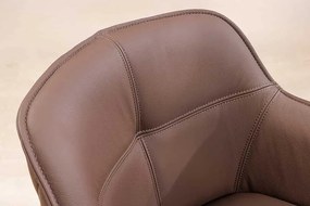 Designová otočná židle Natasha hnědá kůže