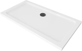 Sprchová vanička MEXEN FLAT s černým sifonem 140 x 70 cm bílá