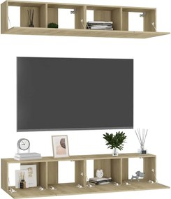 TV skříňky 4 ks dub sonoma 80 x 30 x 30 cm kompozitní dřevo 3078955