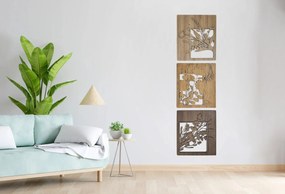 Li-Go "Květy triptych" Dřevěné obrazy 55x65 cm s hloubkou 23 mm Provedení povrchu 3xobraz: dub světlý/dub/ořech
