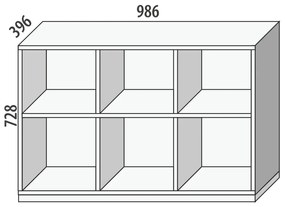 Policový regál 3x2 Domestav D618 Materiál: Smrk, Povrchová úprava: Přírodní provedení