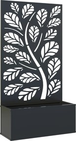 Outsunny vyvýšený kovový truhlík s treláží ve tvaru větví a listů — 61 × 23 × 113 cm, černý
