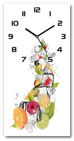Wallmuralia Moderní hodiny nástěnné Ovoce a led 30x60 cm