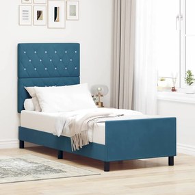 Postel s boxspringem s čelo Tmavě modrá 80 x 200 cm samet 3344841