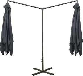 Dvojitý zahradní slunečník s ocelovou tyčí antracit 600x300 cm 312556