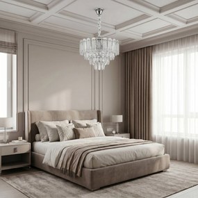Toolight Toolight, křišťálová závěsná lampa Ø40 cm, 5×E14, SWE087-CP, chromová, OSW-30214