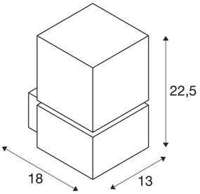 SLV 1000336 Square, venkovní nástěnné svítidlo, 1x E27 max. 20W, nerezová ocel, IP44