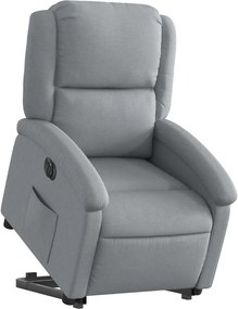 Elektrické zvedací polohovací křeslo světle šedé textil 3204188