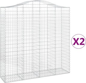 Klenuté gabionové koše 2 ks 200x50x200/220cm pozinkované železo 3145745