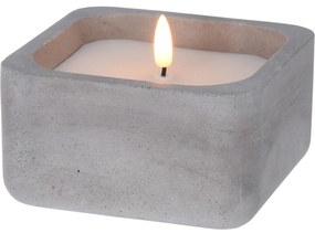 LED svíčka v betonové nádobě, 12,5 x 7 x 12,5 cm