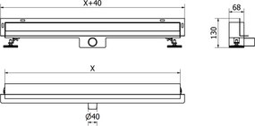 Mexen Flat Wall, sprchový žlab na zeď 2v1, 70 cm, růžové zlato, 1630070