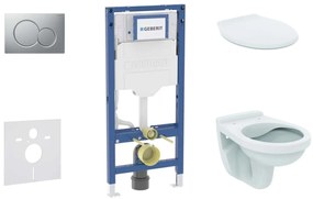 Geberit Duofix - Set předstěnové instalace, klozetu Alpha a sedátka, tlačítko Sigma01, matný chrom SANI11CD2126