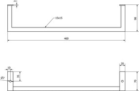 Sapho HANG držák ručníků pod umyvadlo 46 x 9,8 cm černá mat HG460